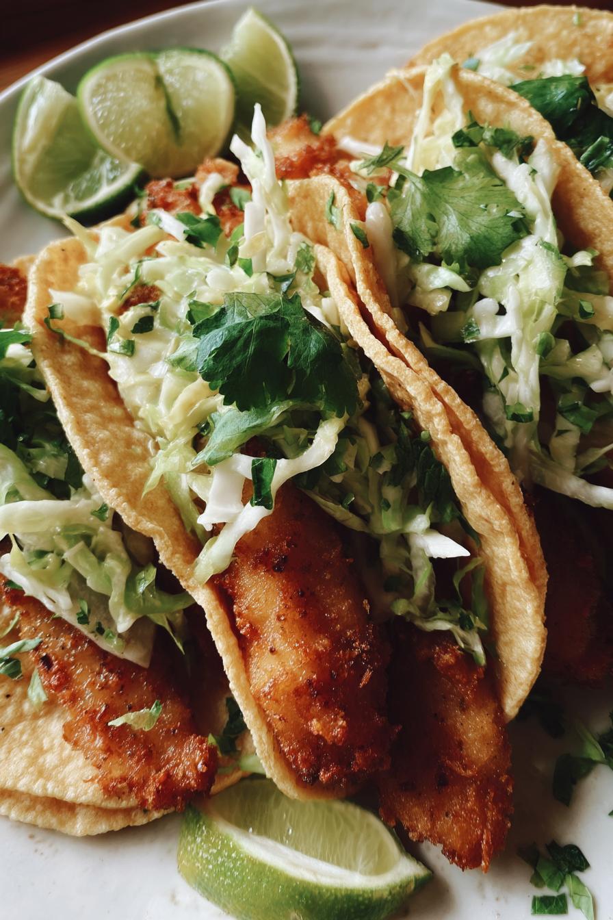 25 Minute Crispy Fish Tacos with Zesty Cilantro Lime Slaw - The Foodie ...